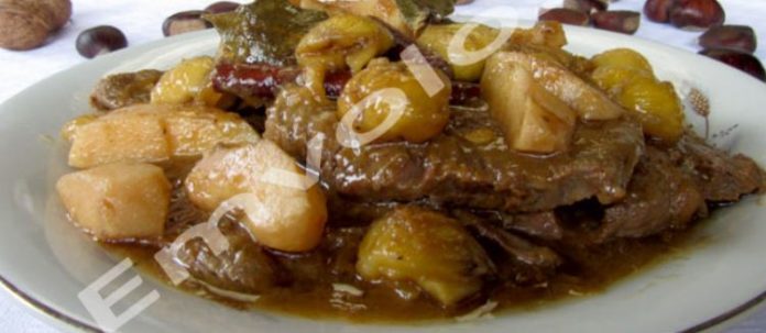 Μοσχαράκι με κάστανα, πράσινο μήλο, μέλι και πετιμέζι - Βήμα - βήμα ...
