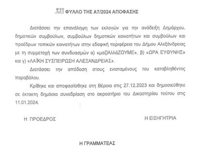 Αλεξάνδρεια : Επανάληψη των δημοτικών εκλογών αποφάσισε το Πρωτοδικείο ...